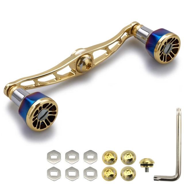 ゴールド_115mm HEIGHTEN 115mm ベイト リール ハンドル 8色 70航空アルミ製 シマノ ダイワ アブガルシア 通用 ベイトリール 用 Black Engine (ゴールド) (191)