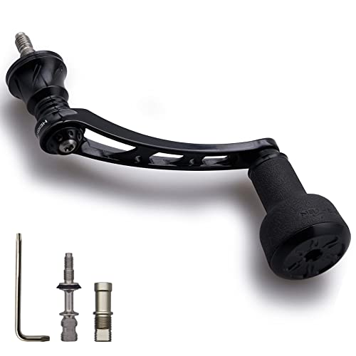 ブラック HEIGHTEN 56mm リール ハンドル 24mm TPE製 ノブ搭載 シマノ ダイワ 通用 スピニングリール 用 TPE Series (ブラック) (477)