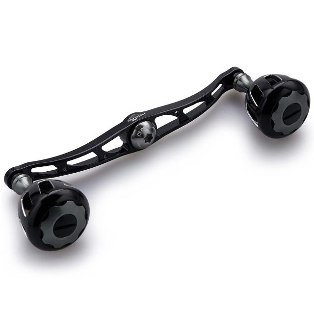 ブラック(ハンドル)＆ブラック/ガンメタル(ノブ) HEIGHTEN 130/120mm リール ハンドル 32mmノブ搭載 シマノ ダイワ アブガルシア 通用 ベイトリール 用 Wheel Series (ブラック＆ガンメタル) (527)