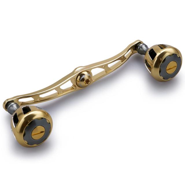 ゴールド HEIGHTEN 130/120mm リール ハンドル 32mmノブ搭載 シマノ ダイワ アブガルシア 通用 ベイトリール 用 Wheel Series (ゴールド) (531)