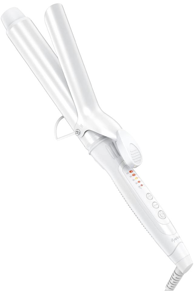35mm_ホワイト Ryanboo ヘアアイロン カールアイロン コテ 35mm カーリングアイロン 5段階温度調整 プロ仕様 MAX220℃ 海外対応(35mm， ホワイト)
