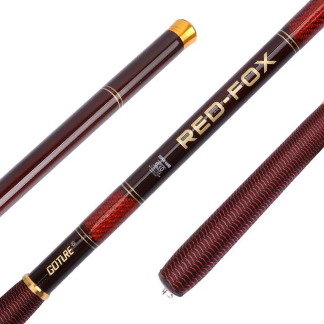 RED-FOX_7.2m Goture コンパクト延べ竿 渓流竿ロッド 万能竿 硬調 釣り竿 超軽量 河川 堤防 湖畔 渓流 初心者用 7.2M