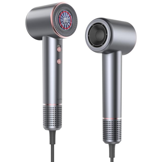 GAOMON 超高速ドライヤー 新型 速乾 2億マイナスイオン 恒温ヘアケア 11万回転/分 大風量 サロンセンス 静音 1500W 軽量 過熱防止 LED搭載 ノズル付き PSE認証済み グレー， GF-02