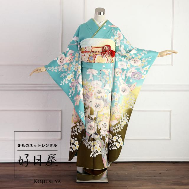 【レンタル】 振袖 フルセット 正絹 適応身長157~172cm 青 bl-018の通販はau PAY マーケット - きもの好日屋 | au PAY マーケット－通販サイト