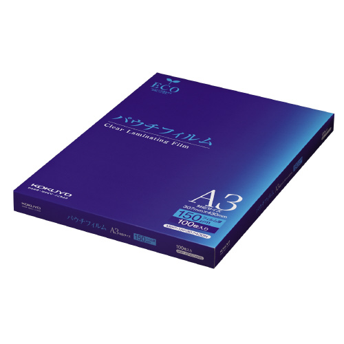 パウチフィルム（厚みしっかりタイプ） Ａ３サイズ　３０７×４３０ｍｍ　１００枚