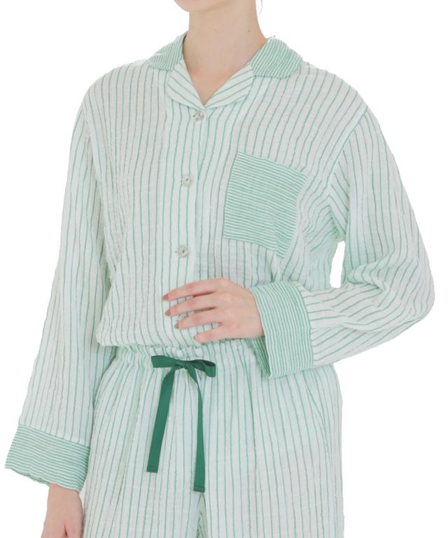 トンボ カラーレスシャツクレープ防縮ニット エメラルドグリーン S