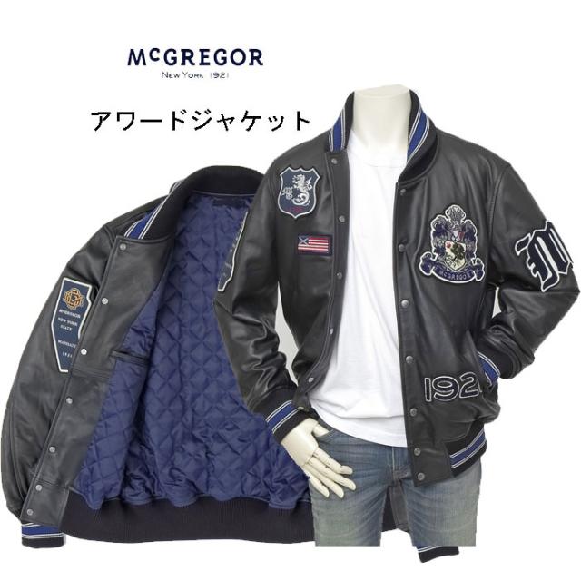 McGREGOR　111144601 アワードジャケット 2024年モデル Award Jacket  エンブレム レザー スタジアム ジャンバー メンズ アウター