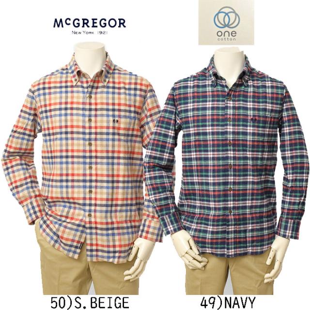 McGREGOR　マクレガー 111174616 メンズ　長袖シャツ　FLANNNEL CHECK SHIRT フランネルチェック ボタンダウンシャツ