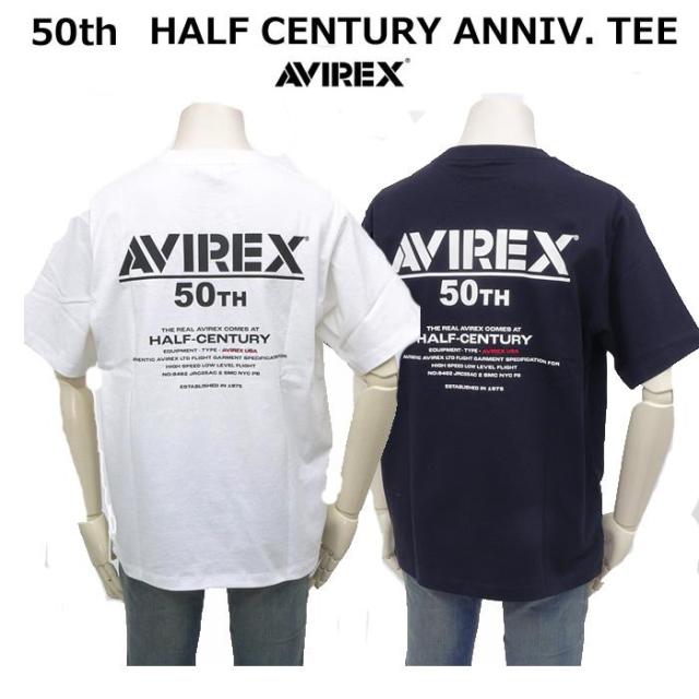 AVIREX アヴィレックス  Tシャツ 半袖Tシャツ メンズ 5234005 50周年記念Tee HALF CENTURY ANNIV プリント半袖 トップス プリントTシャツ