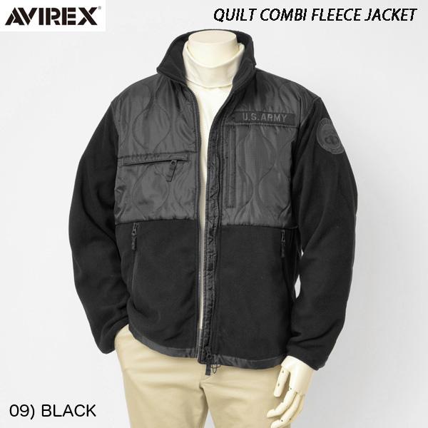 AVIREX アビレックス 6122147 QUILT COMBI FLEECE JACKET ジップアップジャケット キルトジャケット ミリタリー M-65 アウター ブルゾン 秋冬