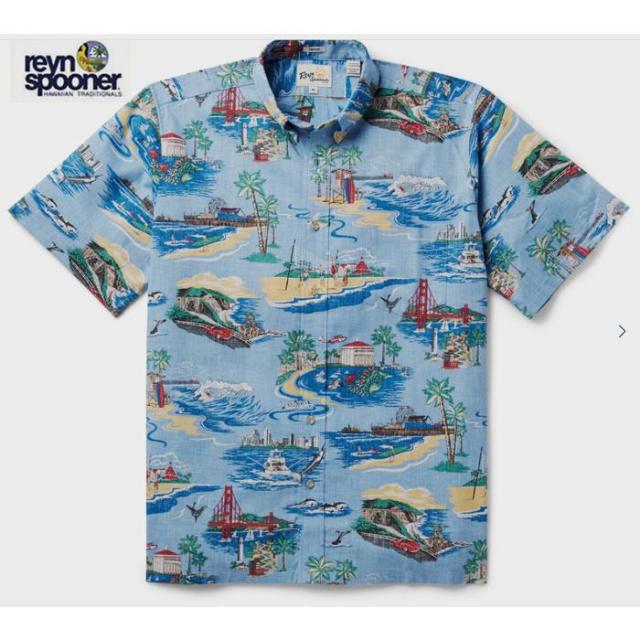 reynspooner レインスプーナー GOLDEN COAST CLASSIC PULLOVER 126-5551 0351）DUSK BLUE プルオーバー アロハ シャツ　ハワイ 夏 半袖 トップス