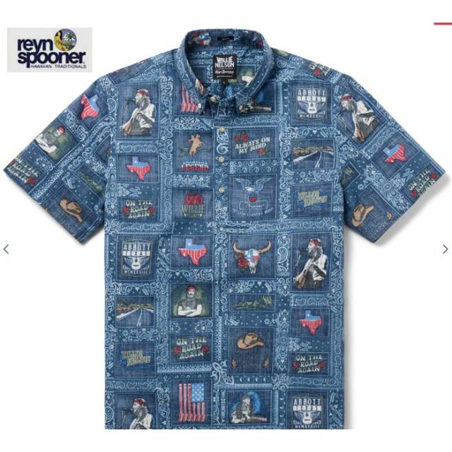 reynspooner レインスプーナーWILLIE NELSON ＆ USA 126-6616 プルオーバー アロハ シャツ　ハワイ 夏 半袖 トップス
