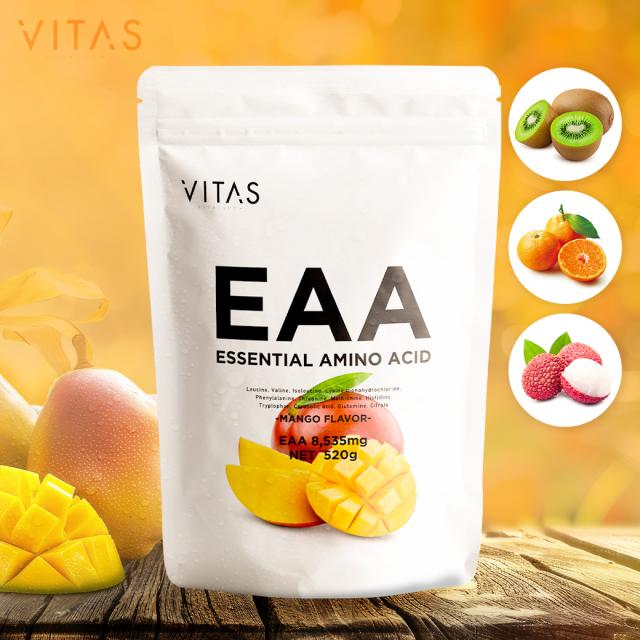 EAA マンゴー キウイ みかん ライチ VITAS 520g アミノ酸含有食品 必須アミノ酸 BCAA ロイシン バリン イソロイシン オールインワン バイタス 公式 トレーニング ...
