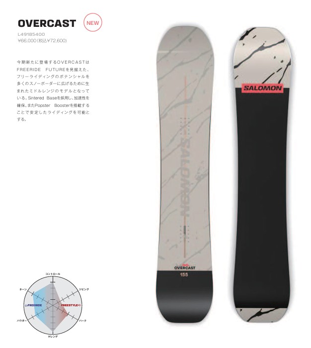新品未使用 25-26 SALOMON  BOARD OVERCAST  159cm 即日発送 土日祝発送OK
