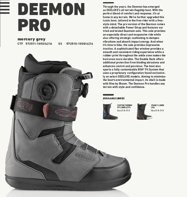 新品未使用 25-26 DEELUXE BOOTS DEEMON PRO S4 MERCURY GREY 26.5cm  即日発送 土日祝発送OK