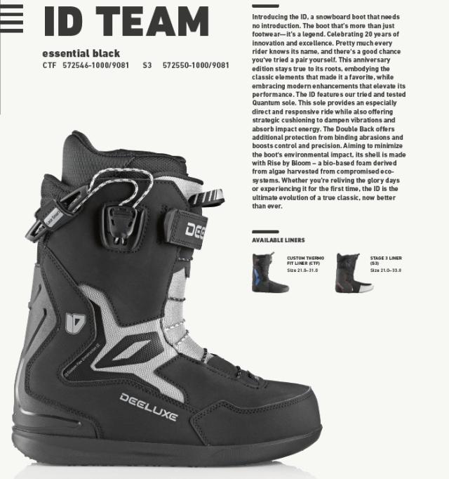 新品未使用 25-26 DEELUXE BOOTS TEAM ID S3 ESSENTIAL BLACK 26CM  即日発送 土日祝発送OK