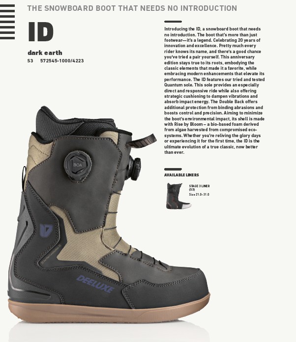 新品未使用 25-26 DEELUXE BOOTS  ID DUAL BOA S3 DARK EARTH 24CM  即日発送 土日祝発送OK