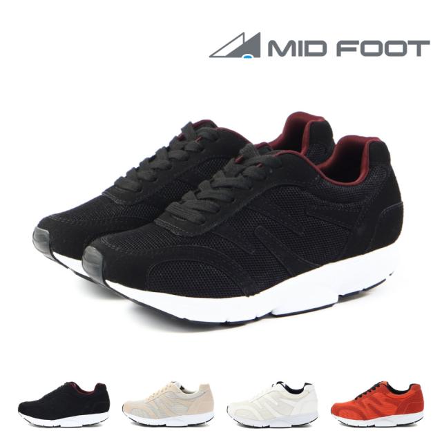 ミッドフット MIDFOOT レディース スニーカー ライトベーシックウォーク MF-81NL ウォーキング 歩く力 ダイエット 外反母趾 4E 幅広 甲高 ワイド 制菌 消臭 通気性 軽量 足底腱膜炎 婦人 靴 シューセラー 長距離 骨挫傷 踵 関西大学