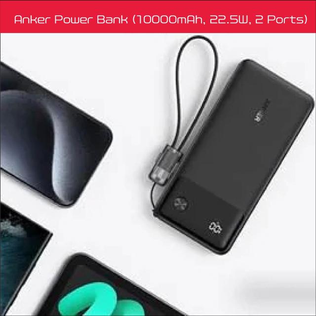 Anker Power Bank (10000mAh, 22.5W, 2 Ports) (モバイルバッテリー 10000mAh 最大22.5W出力 USB-C & USB-C ケーブル付属 ...