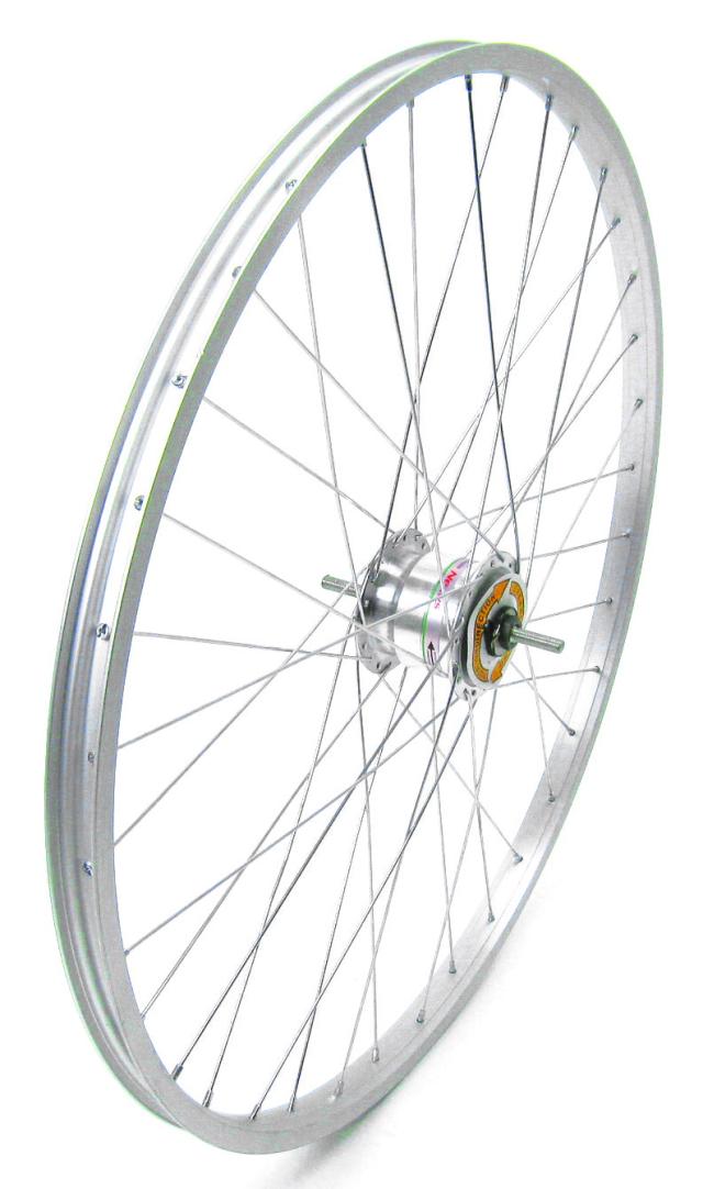 自転車 ハブダイナモ付き 前車輪 27インチ 27 x 1 3/8 アルミ WO シルバー ホイール フロント 前輪