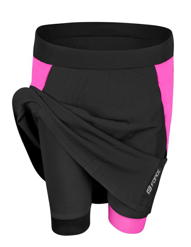 FORCE サイクルジャージ スカート＆パッド付ショーツ ブラックピンク レディース ウェア 自転車