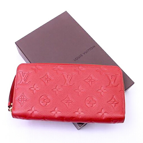 【Aランク】 ルイヴィトン Louis Vuitton ジッピーウォレット モノグラム アンプラント (レザー) M63691 長財布 ラウンドファスナー ロングウォレット レディース スカーレット (レッド) 美品 中古 r2021800
