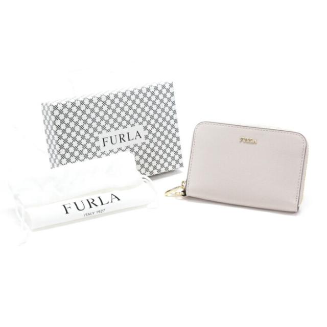 フルラ FULRA コンパクトウォレット レザー ケース ゴールド金具 レディース ベージュ 美品 中古 mam01023