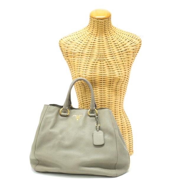 【Bランク】 プラダ PRADA サイドジップ ハンドバッグ トリヨンレザー (レザー) 1BA878 トートバッグ レディース グレー 中古 mao10033