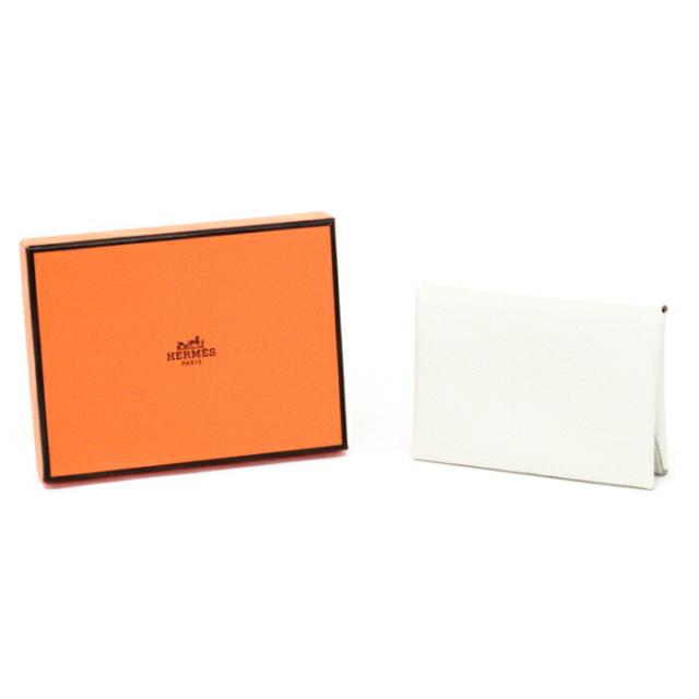 【Sランク】 エルメス HERMES カルヴィ デュオ シェブルミゾル (レザー) SV金具 U刻印 カードケース ケース コンパクトウォレット 二つ折り財布 ミニ財布 マルチケース メンズ レディース マッシュルーム (ホワイト) 新品同様 中古 maq15018