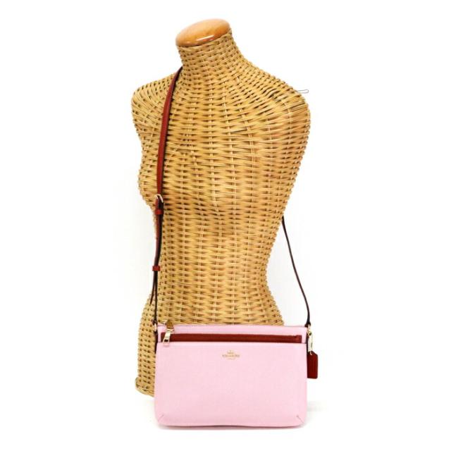 コーチ COACH ショルダーバッグ PVC レザー カラーブロック F28382 ポシェット クロスボディ 斜め掛け 肩掛け レディース ブラッシュ(ピンク) / テラコッタ (レッド) 美品 中古 maw11041