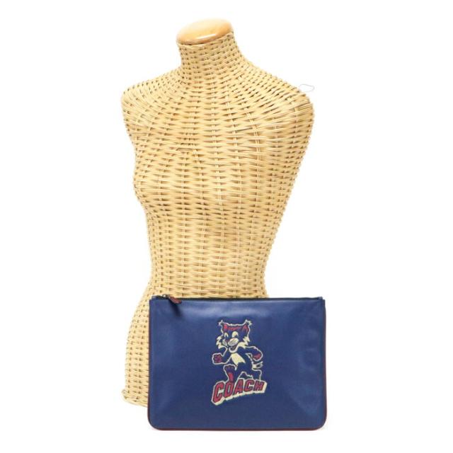 【ABランク】 コーチ COACH クラッチバッグ レザー パーティキャット F87838 セカンドバッグ タブレットケース マルチケース ポーチ メンズ ネイビー / バーガンディー 中古 maz01011