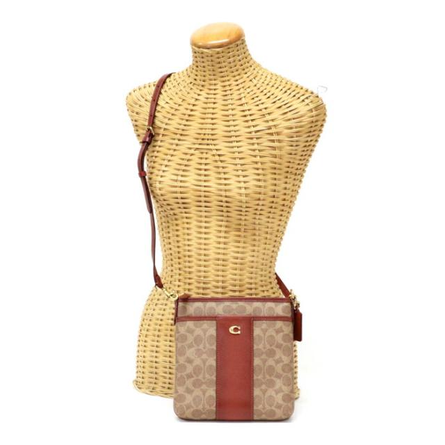 コーチ COACH キット メッセンジャー クロスボディ PVC / リファインド カーフ レザー カラーブロック シグネチャー CC533 ショルダーバッグ 斜め掛け 肩掛け レディース メンズ タンラスト (ベージュ) / ブラス (ブラウン) 美品 中古 maz01015