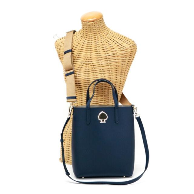 ケイトスペード Kate Spade スージー ミディアム ノースサウス レザー PXRUA653 2WAYバッグ 肩掛け トートバッグ ハンドバッグ 手提げかばん レディース ネイビー 美品 中古 mba22007