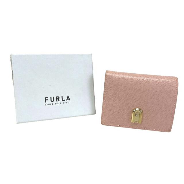 フルラ FURLA コンパクトウォレット レザー アーチロゴ PDF7ACO 二つ折り財布 かぶせ蓋 コンパクトウォレット ミディアムウォレット レディース キャンディローズ (ピンク) 中古 mbb05014
