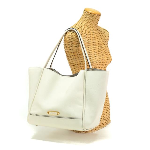 ケイトスペード Kate Spade グラマシー ラージ トート ペブルレザー KB120 トートバッグ 肩掛け ハンドバッグ ビジネスバッグ レディース アイボリー 中古 mbc31030