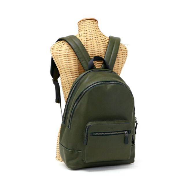 コーチ COACH バックパック ペブルド レザー F23247 リュック デイパック ビジネスバッグ メンズ レディース カーキ 中古 mbe04014