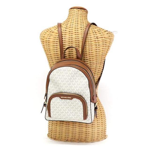 【ABランク】 マイケルコース MICHAEL KORS ミニ リュック レザー PVC MKシグネチャー リュック 35S2GBTB2B バックパック デイパック バッグ レディース アイボリー / ブラウン 正規品 中古 mbe30001