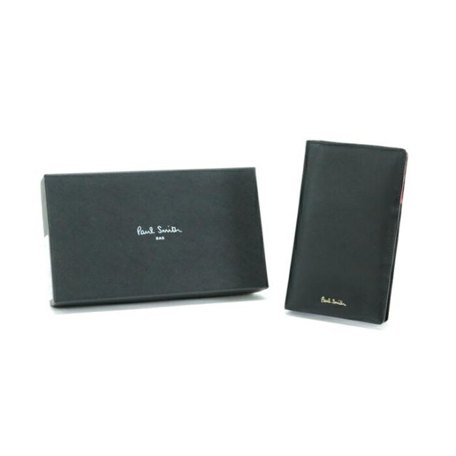 【SAランク】 ポールスミス Paul Smith 二つ折りカードケース コントラストレザー クロコダイル サフィアーノ リザード 型押し BPW481 カードケース ミニ財布 札入れ メンズ レディース ブラック / マルチカラー 極美品 中古 mbf23009