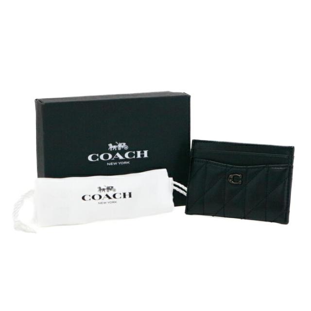 【Sランク】 コーチ COACH カード ケース ピロー キルティング ナッパ レザー CM434 パスケース カードホルダー 定期入れ メンズ レディース ブラック 新品同様 中古 mbf23010