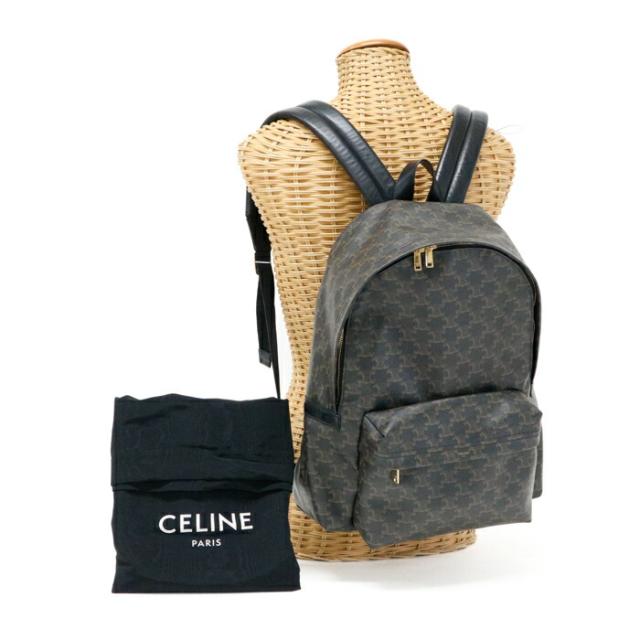 【ABランク】 セリーヌ CELINE ミディアム バックパック トリオンフキャンバス / カーフスキン (PVC / レザー) 188382BOV リュック デイパック レディース メンズ ブラック / ブラウン 中古 mbh01002