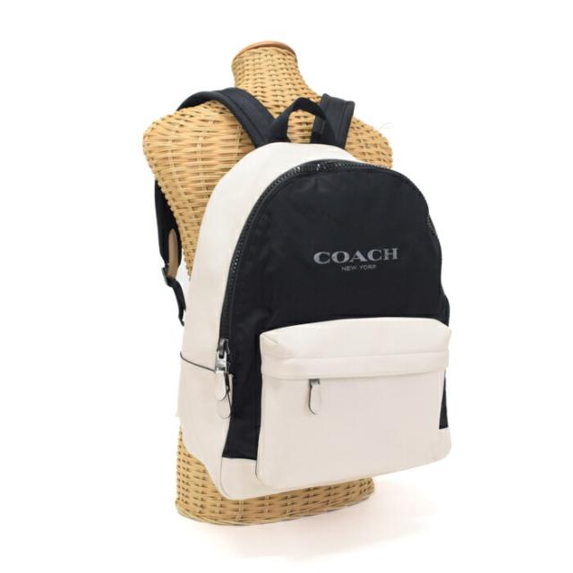 【ABランク】 コーチ COACH チャールズ バックパック レザー / ナイロン バイカラー F59321 リュック デイパック バッグ メンズ レディース ブラック / アイボリー 正規品 中古 mbi21001