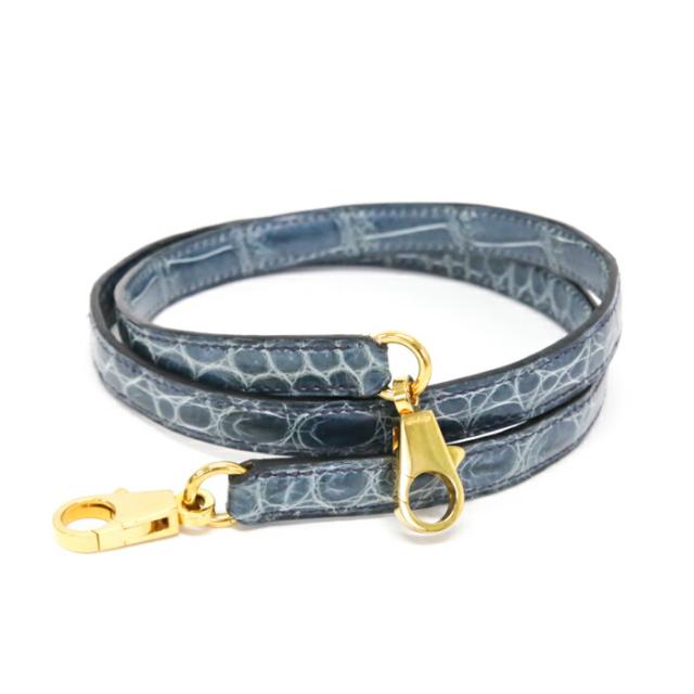 【ABランク】 エルメス HERMES ショルダーストラップ バンドリエール ポロサス (レザー) エキゾチックレザー GD金具 ケリー ボリード 交換用 バッグアクセサリー クロコダイル レディース メンズ コルヴェール (ライトブルー) 正規品 中古 mbi26008