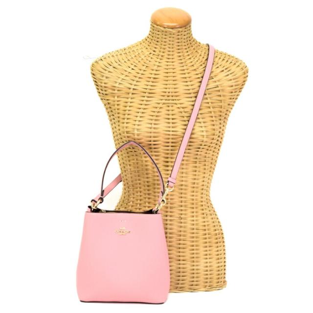 【SAランク】 コーチ COACH スモール タウン バケット バッグ ポリッシュド ペブル レザー 1011 ショルダーバッグ クロスボディ 斜め掛け 肩掛け ポシェット ミニバッグ バケツ型バッグ レディース ピンク 正規品 極美品 中古 mbj18005