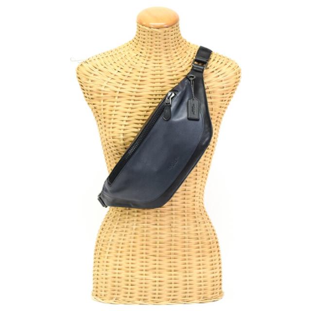 【ABランク】 コーチ COACH ウォーレンベルトバッグ スムース カーフレザー F79149 ボディバッグ ショルダーバッグ スリングバッグ メンズ ブラック / ネイビー 正規品 中古 mbj18007