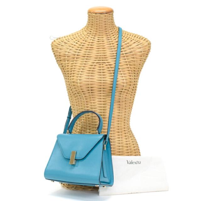【ABランク】 ヴァレクストラ Valextra ミニ イジィデ ソフトカーフスキン (レザー) GD金具 WBES0036028LOC99BA トップハンドルバッグ ハンドバッグ 手提げかばん レディース アクアマリーナ (ターコイズブルー) 正規品 中古 mbj07004