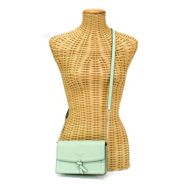 【ABランク】 ケイトスペード Kate Spade ノット フラップ クロスボディ ペブルレザー K6830 スモール ショルダーバッグ チェーンバッグ クロスボディ 斜め掛け レディース グリーン 正規品 中古 mbj19021