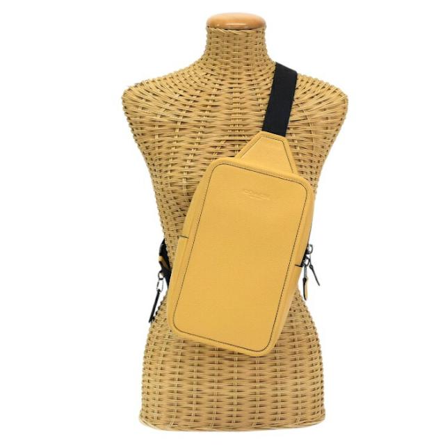 【Aランク】 コーチ COACH サリバンパック リファインド ペブル レザー / スムース カーフ レザー CP207 ショルダーバッグ ボディバッグ 肩掛け メンズ レディース ハニカム(イエロー) 正規品 美品 中古 mbj26008