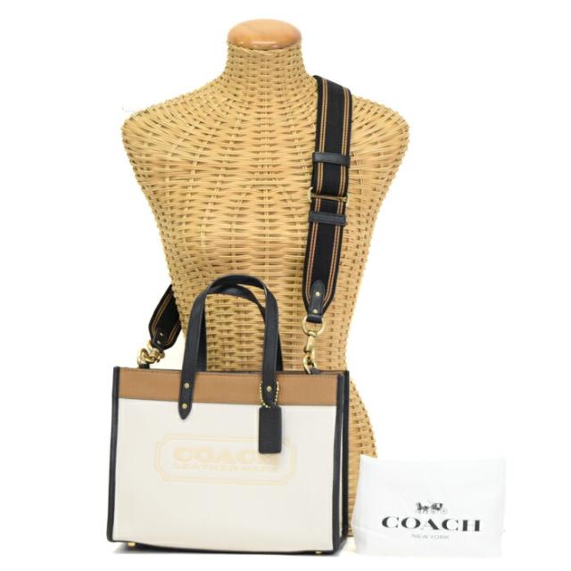 【Aランク】 コーチ COACH フィールド トート 30 カラーブロック ウィズ コーチ バッジ ポリッシュド ペブル レザー C0777 ハンドバッグ 2WAY レディース メンズ チョークマルチ (アイボリー) / ブラス (ブラウン) 正規品 美品 中古 mbj28008