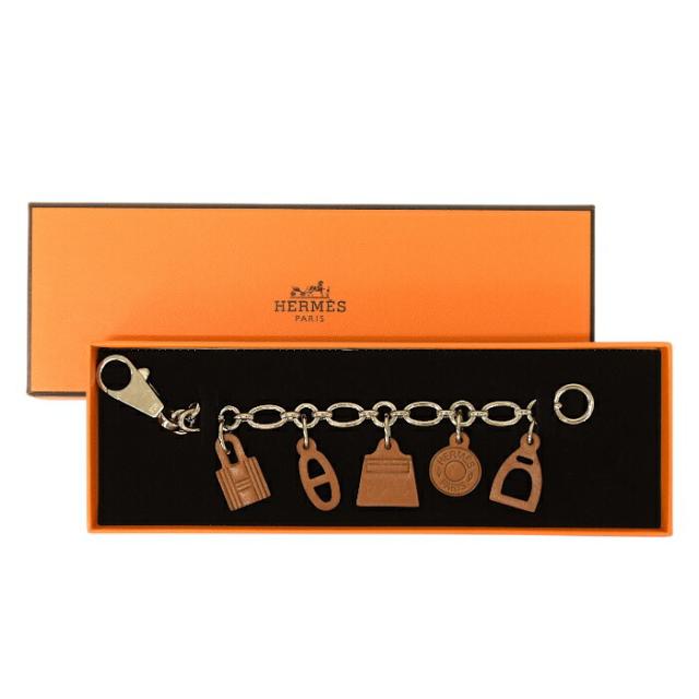 【Aランク】 エルメス HERMES アミュレット 5 バレニア (レザー) / メタル SV金具 バッグチャーム キーチャーム キーホルダー キーチェーン アクセサリー レディース メンズ フォーブ (ブラウン) / シルバー 正規品 美品 中古 mbk23003