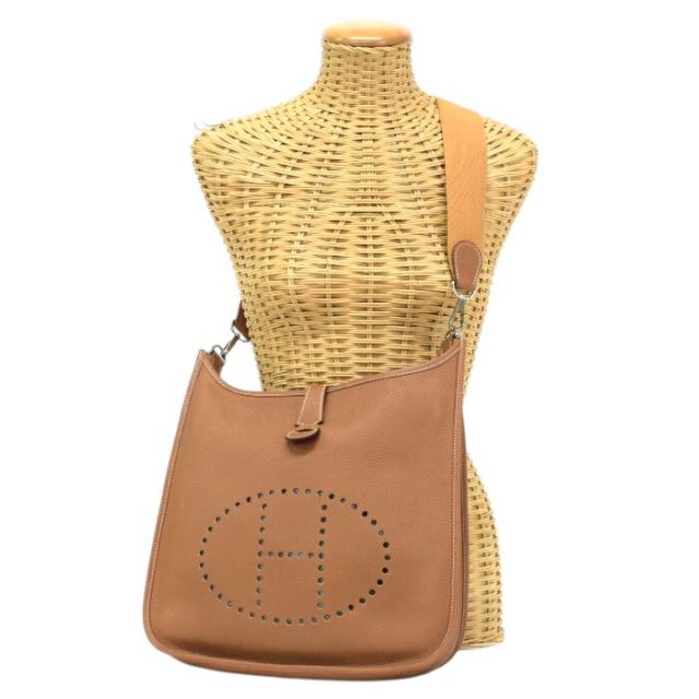 【ABランク】 エルメス HERMES エヴリン (エブリン) PM 2 (ドゥ) トリヨンクレマンス (レザー) SV金具 □J刻印 2007年 ショルダーバッグ クロスボディ 斜め掛け 肩掛け Hロゴ レディース ゴールド (ライトブラウン) 正規品 中古 mbk26002
